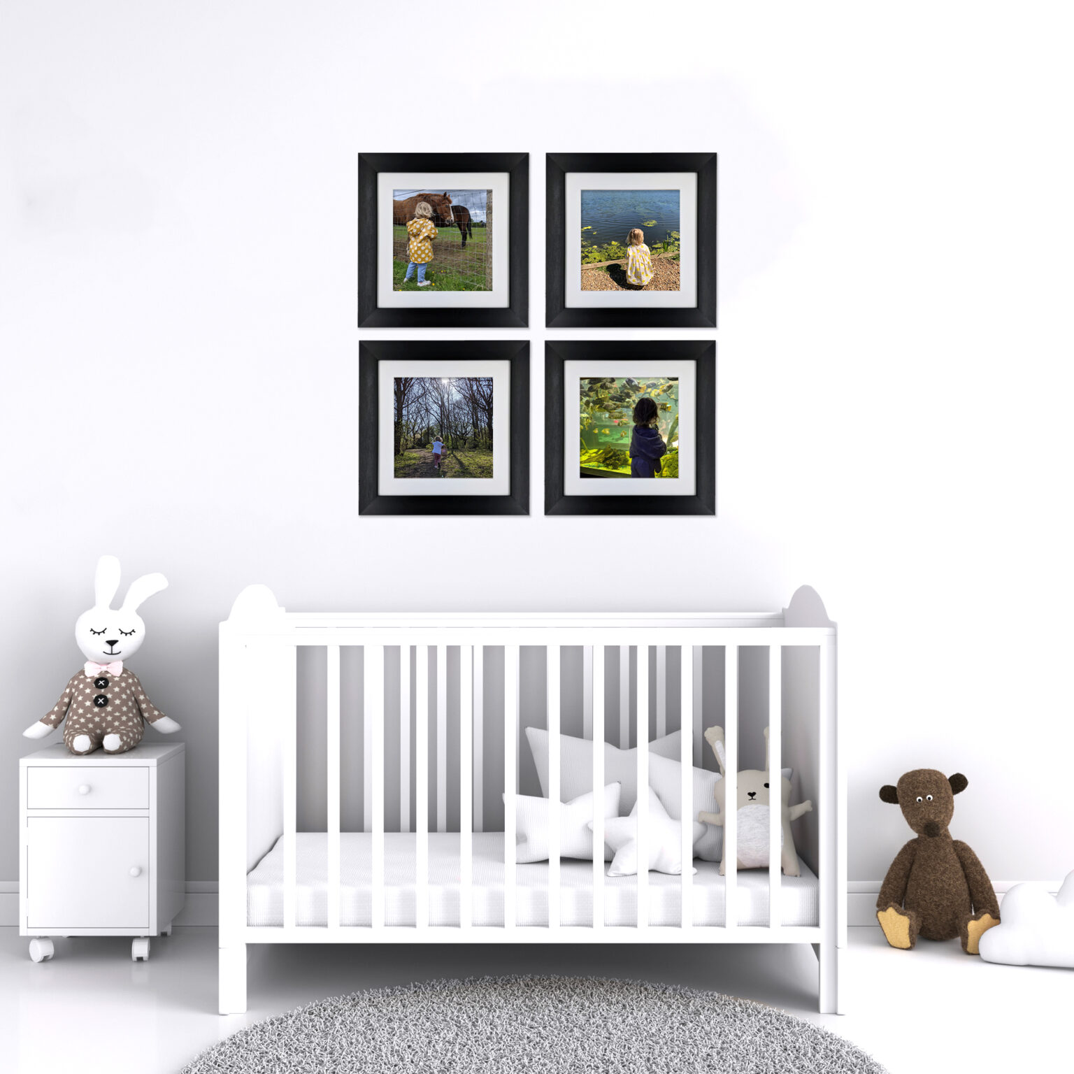 10x10 Black Square Photo Frame Set Of 4 With Mounts - A&M Natural Living