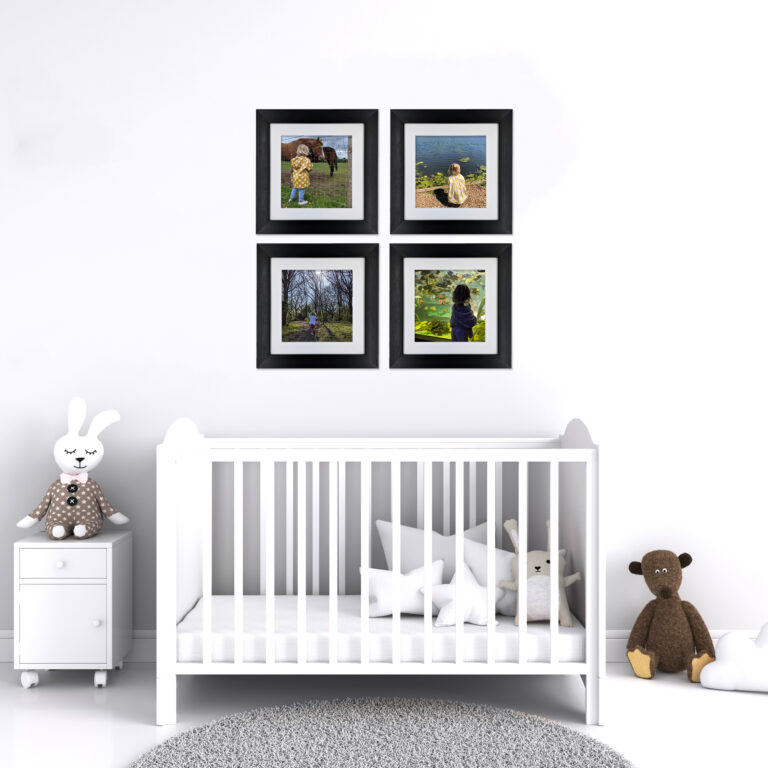 8x8 Black Square Photo Frame Set Of 4 With Mounts - A&M Natural Living